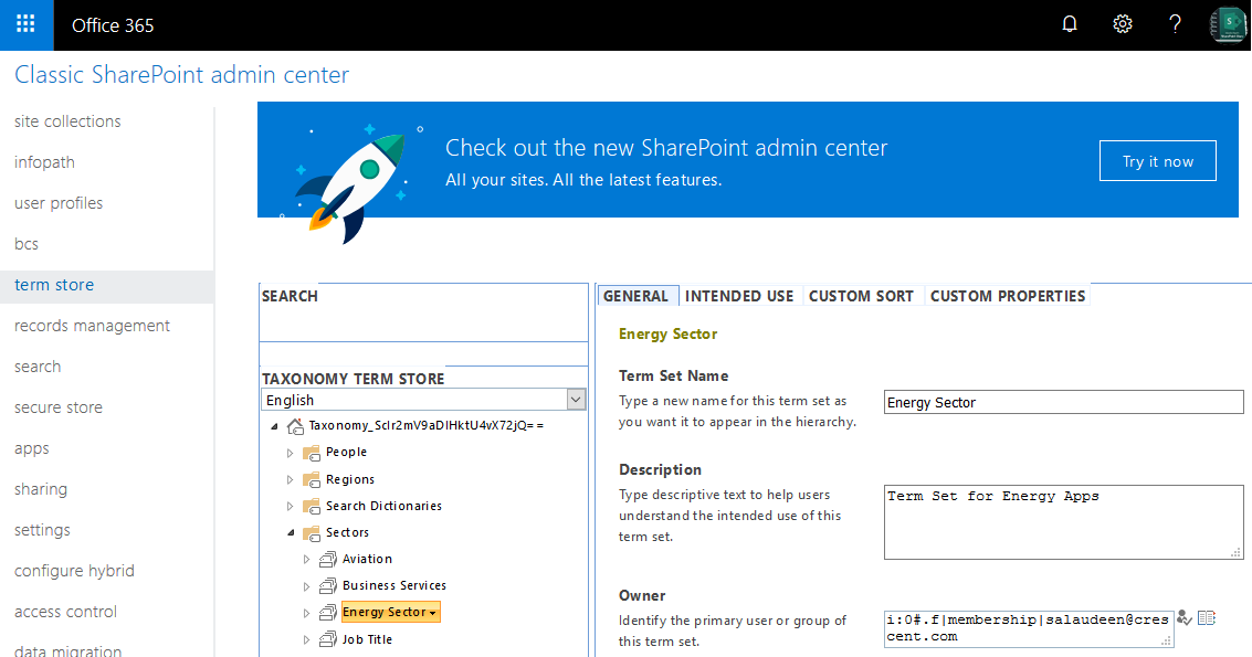 Sharepoint Online Configure Term Set Name Description Tagging Options Using Powershell