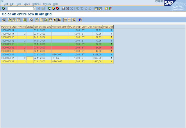 SAP Central: Coloring Individual Rows in ALV Grid