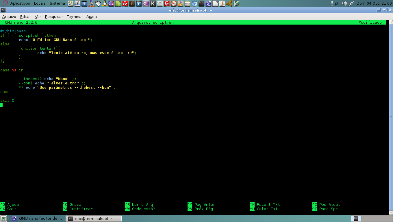 O editor de texto Nano