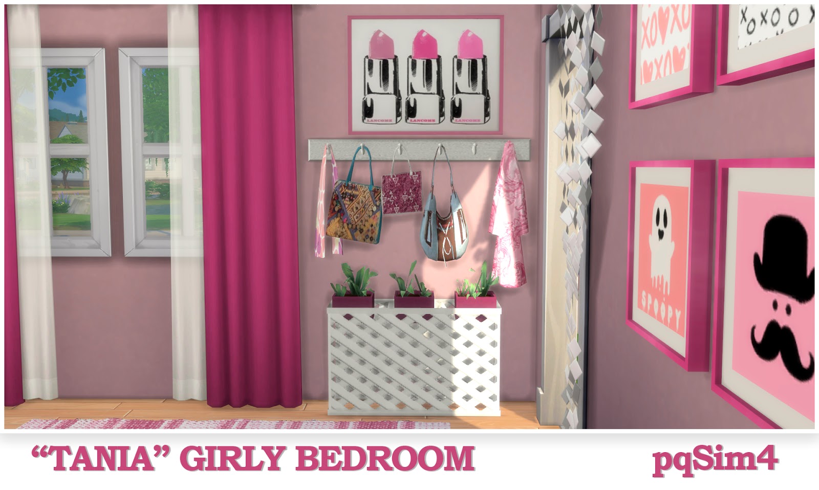 "Tania" Girly Bedroom. Sims 4 Custom Content.