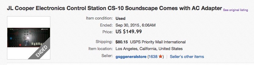 Infrequent Sound [sex.tex] technology: JL Cooper Electronics CS-10/2 ...