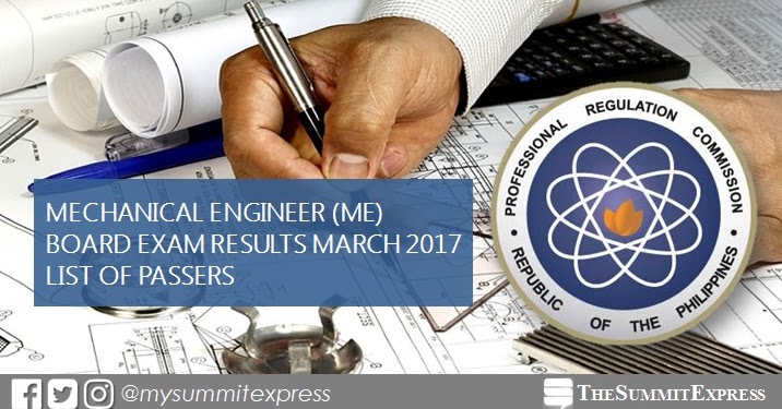 List of Passers: March 2017 Mechanical Engineer ME, CPM board exam ...