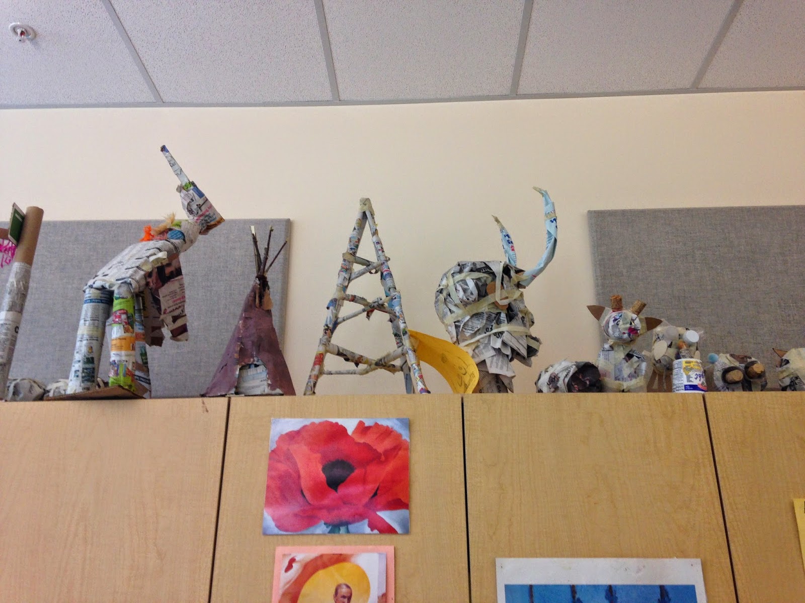 Oak Creek East Middle School Art Class: 7th grade Paper-Mache Sculptures