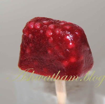 Ashwatham: Rasberry lollies with Sago