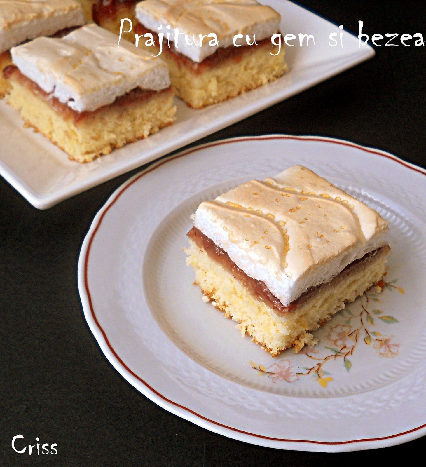 Arome si culori : Prajitura cu gem si bezea