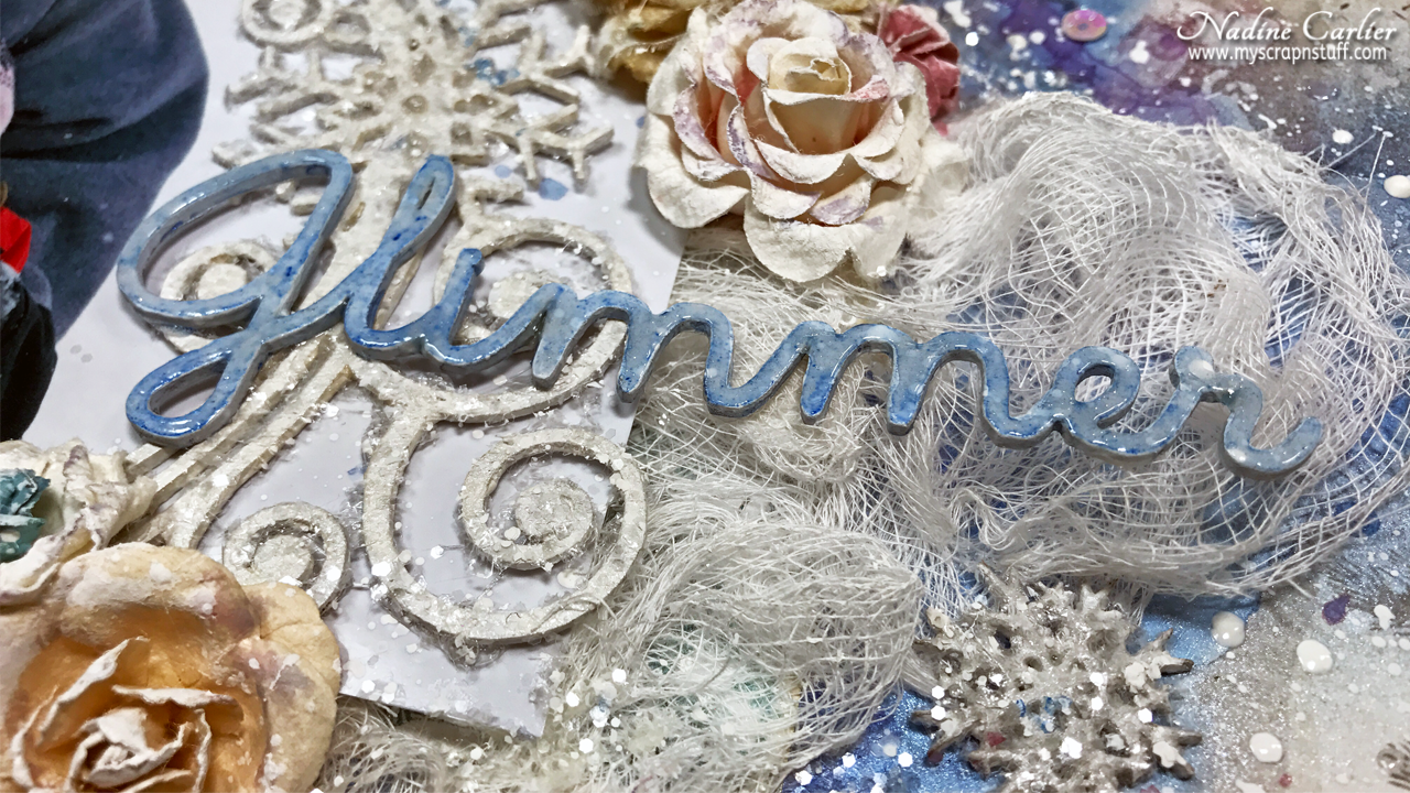 Winter Glimmer Mixed Media Layout with Creative Embellishments ~ Nadine ...