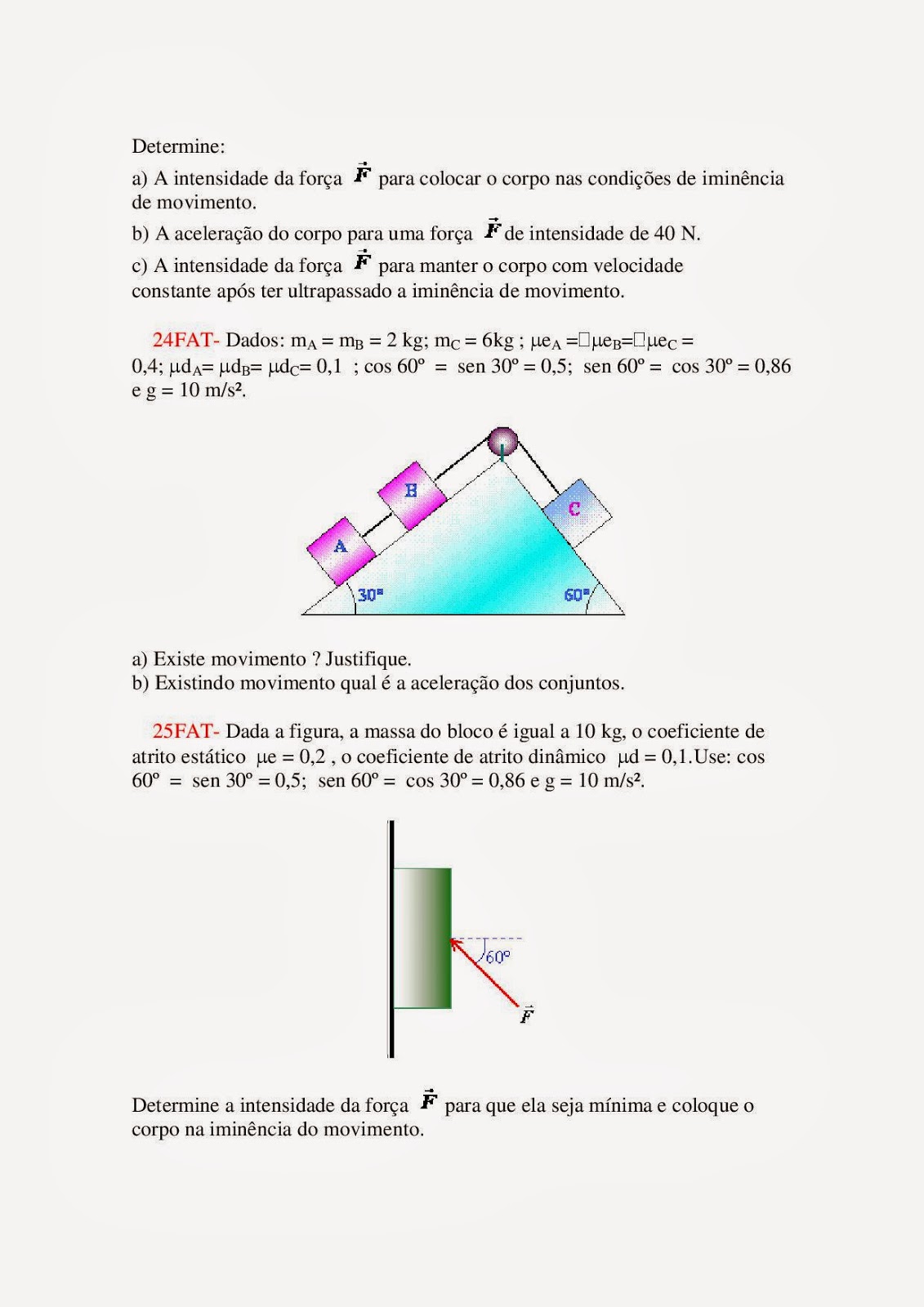 Força De Atrito Exercícios - FDPLEARN
