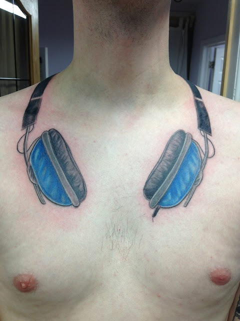 Tattoos Designs, Pictures And Ideas: Headphones Tattoos On Collarbones