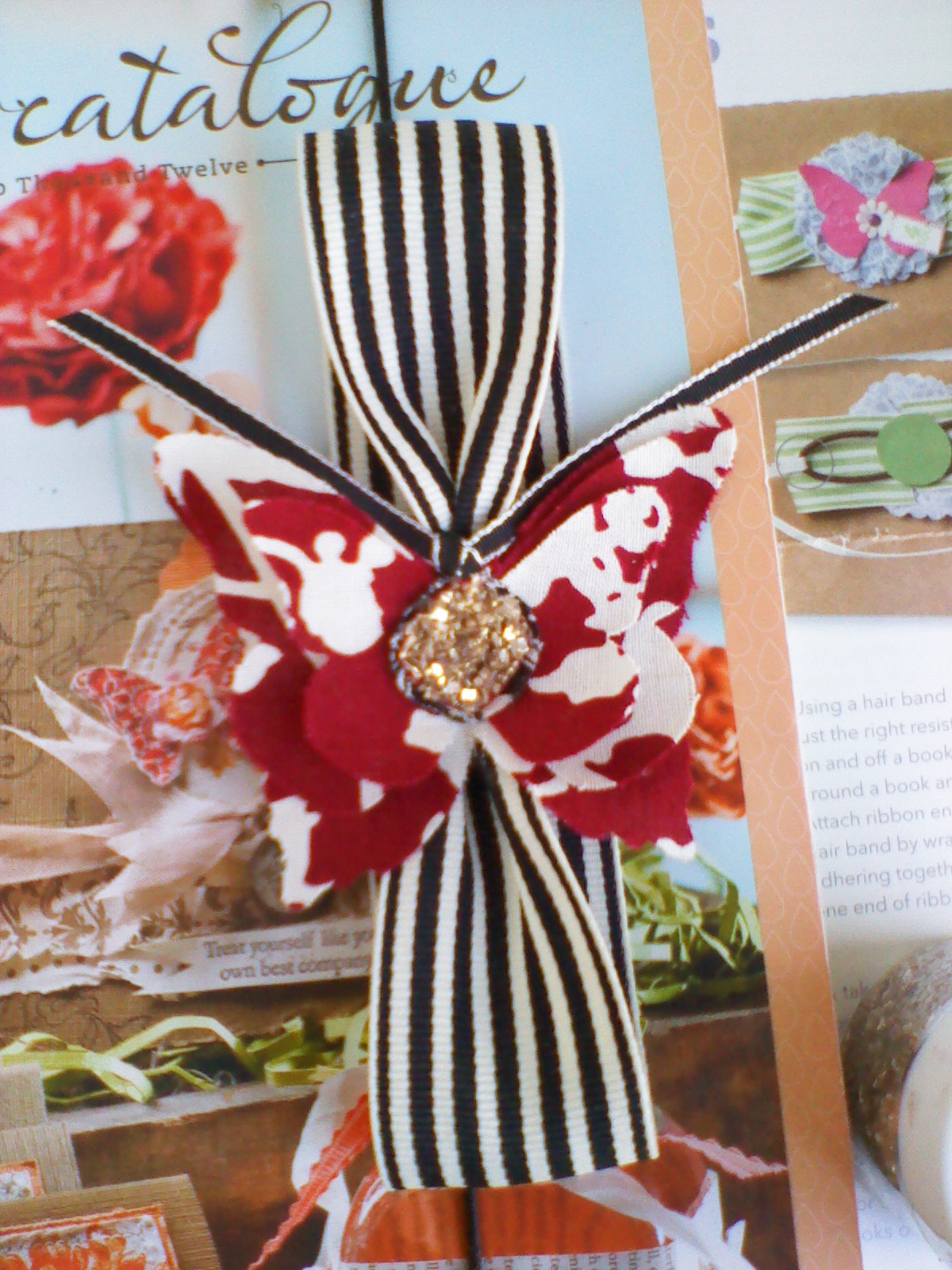 Stamping Joy: Fabric and ribbon bookmark