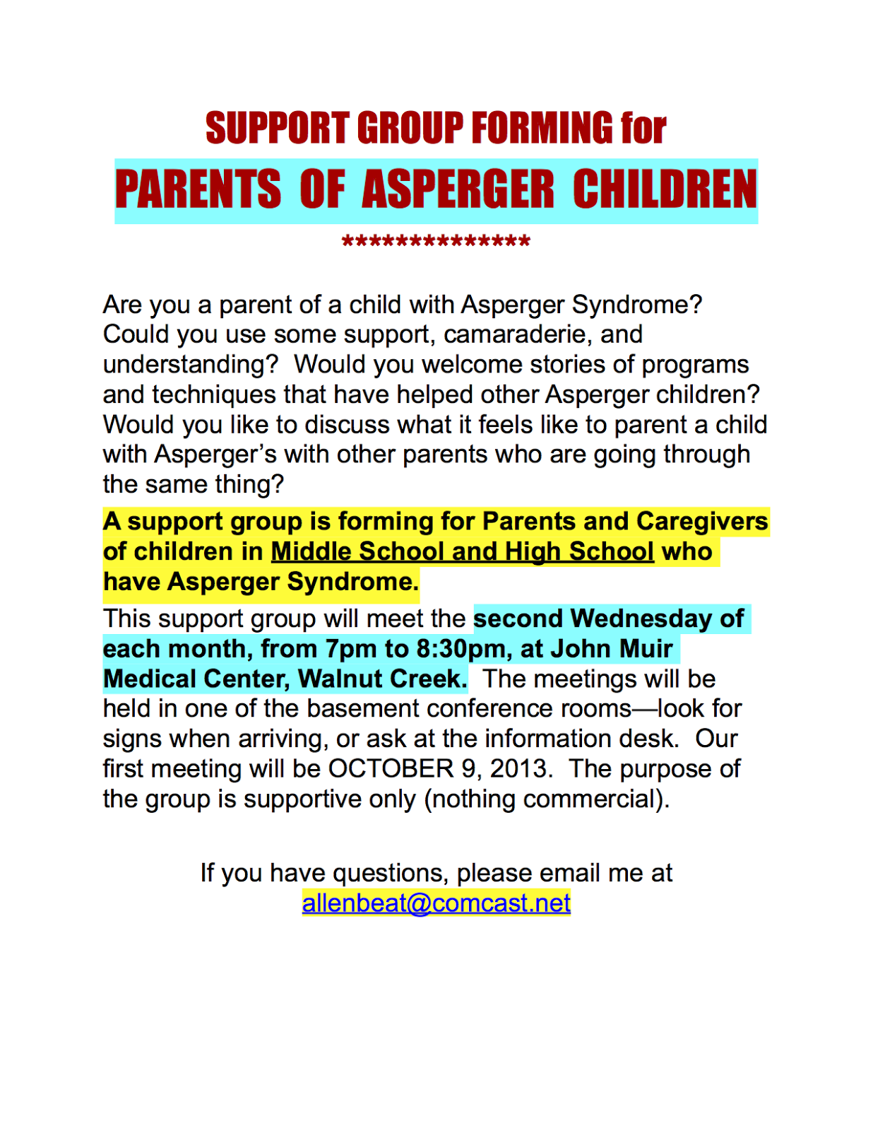 Around the Autism Spectrum: Bay Area Parent Support Group