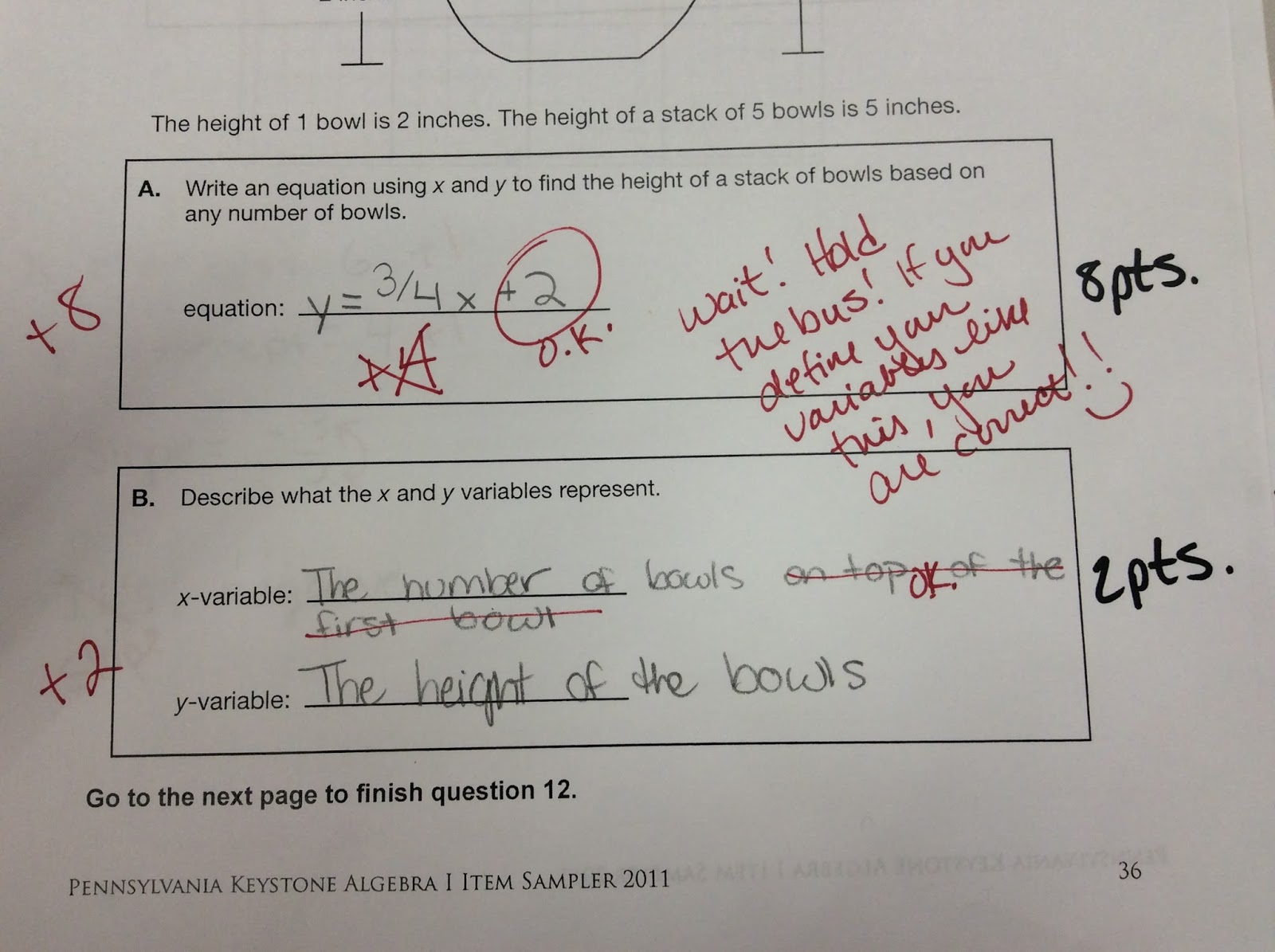 Keystone Algebra I - The Bowl Problems