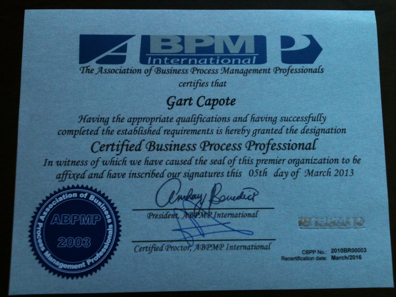 Gart Capote & Mundo BPM: ABPMP - Certificação Profissional em BPM - Upgrade