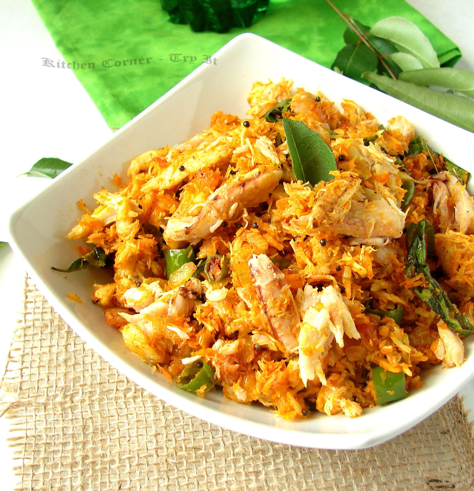 Crab/Njandu Thoran- Crab meat and Coconut Stir Fry