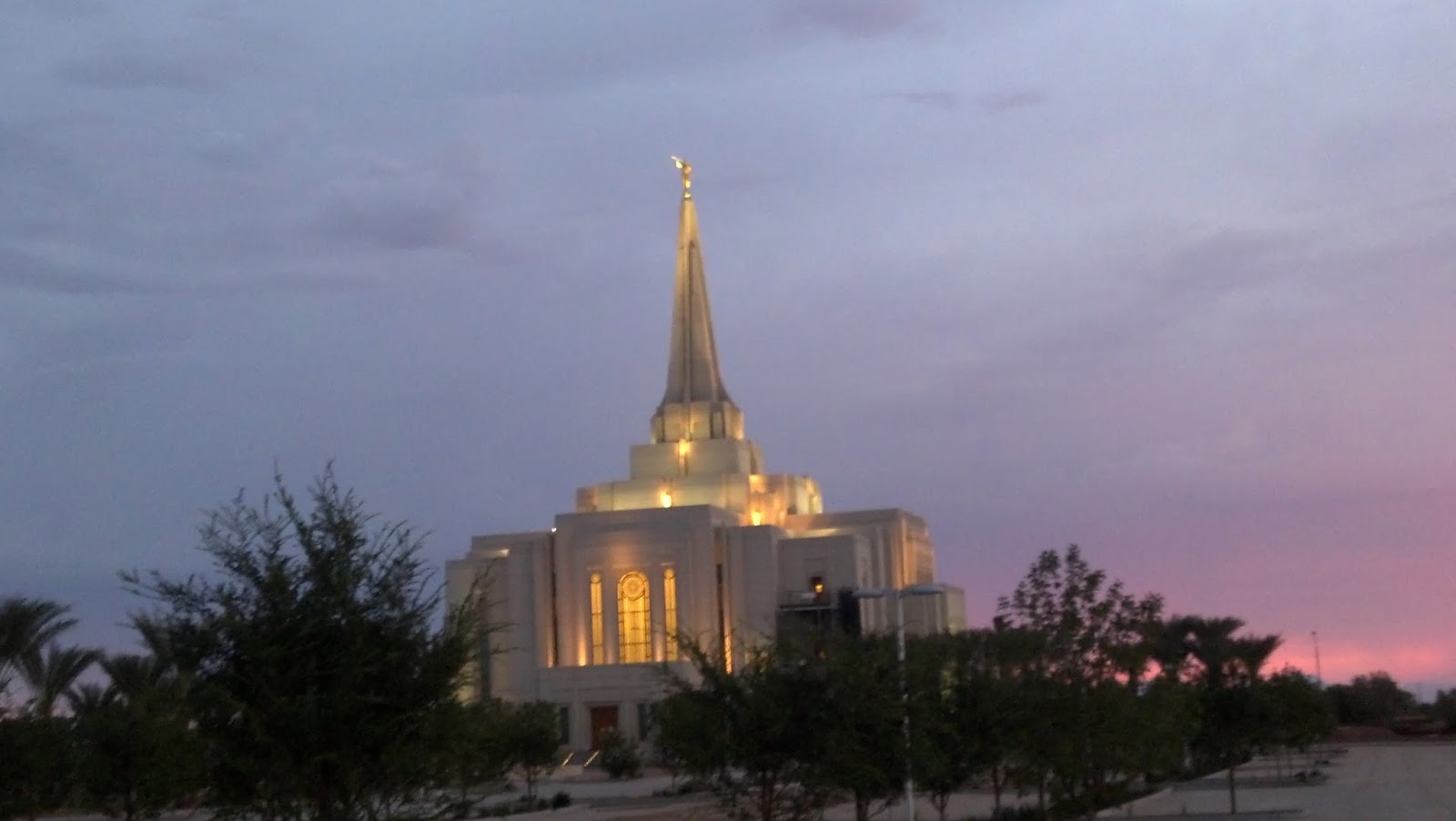 Gilbert LDS Temple: Temple at Sunset