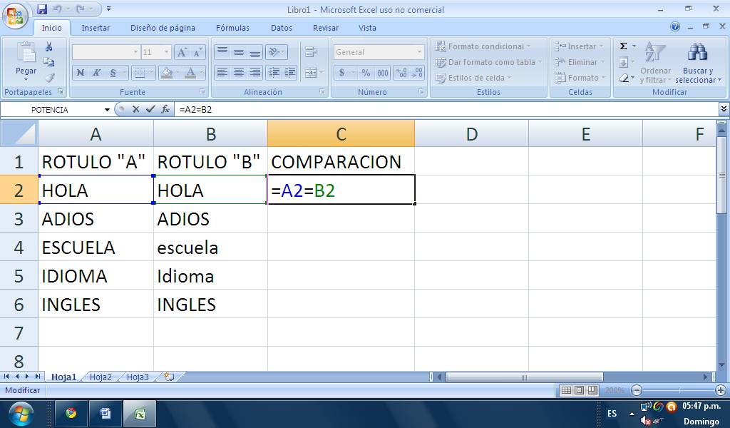 Excel: Operadores Relacionales en Excel.