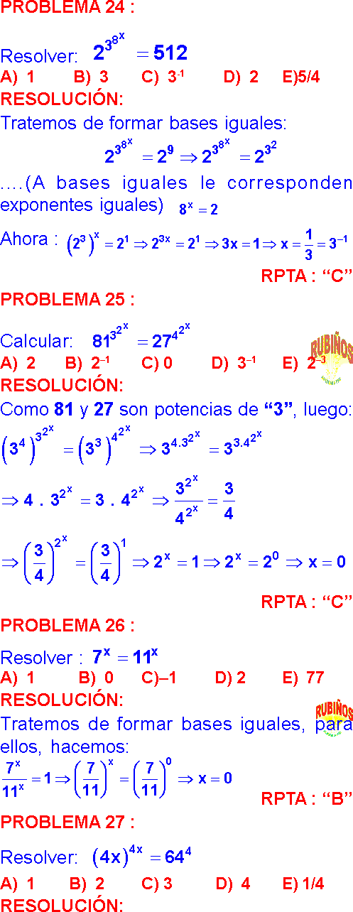 Ecuaciones Exponenciales Ejercicios Y Problemas Resueltos