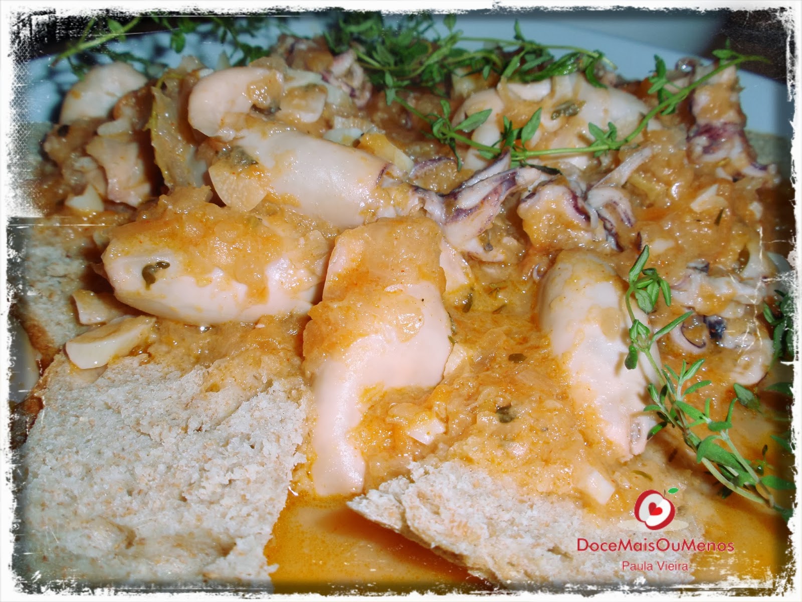 DoceMaisouMenos: ENSOPADO DE LULAS COM BATATAS CONFITADAS COM ALECRIM