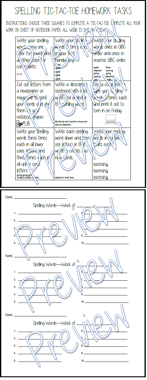 Fancy in Fifth: Spelling Homework