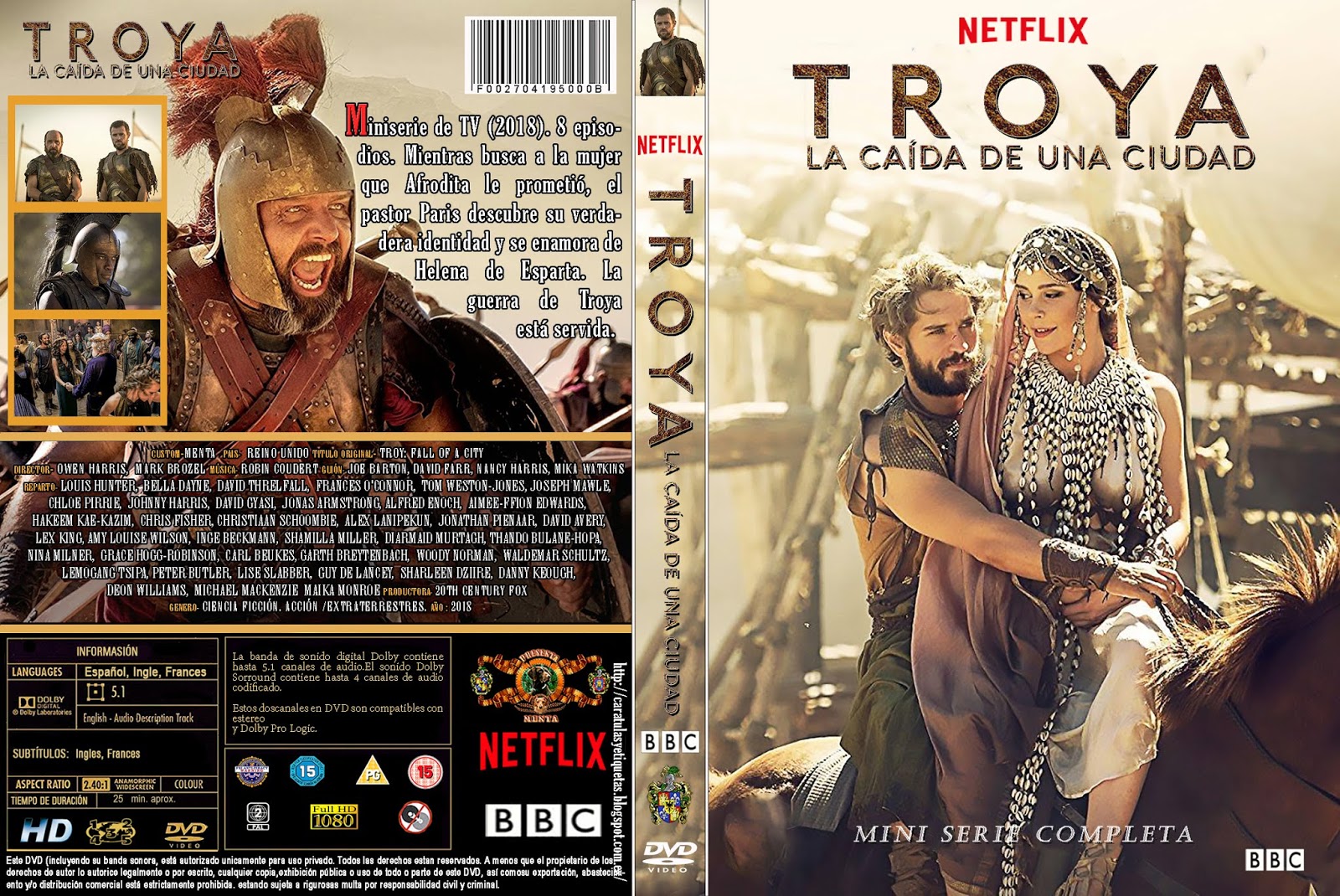 Caratulas y etiquetas: Troya La caída de una ciudad (Miniserie de TV)