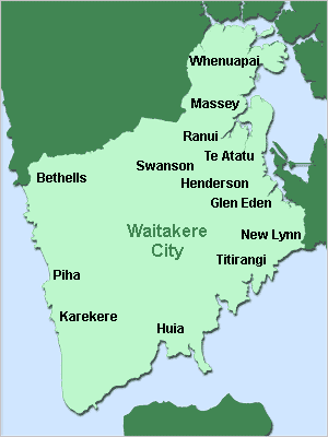 Waitakere Map New Zealand City | Political Map of New Zealand