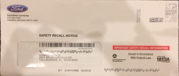 The conFUSEd RVer: Ford Recall Letter