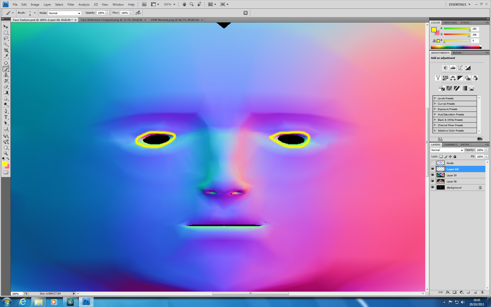 Virtual Environments: Modelling My Face - Creating Textures Continued