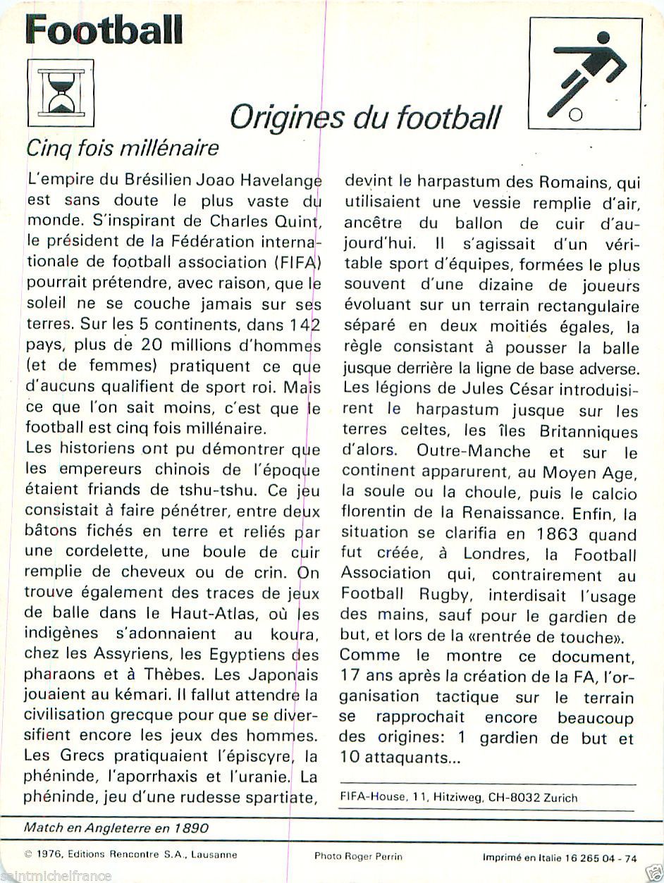 Football Yesterday & Today: Origines du Football - "cinq fois millénaire"