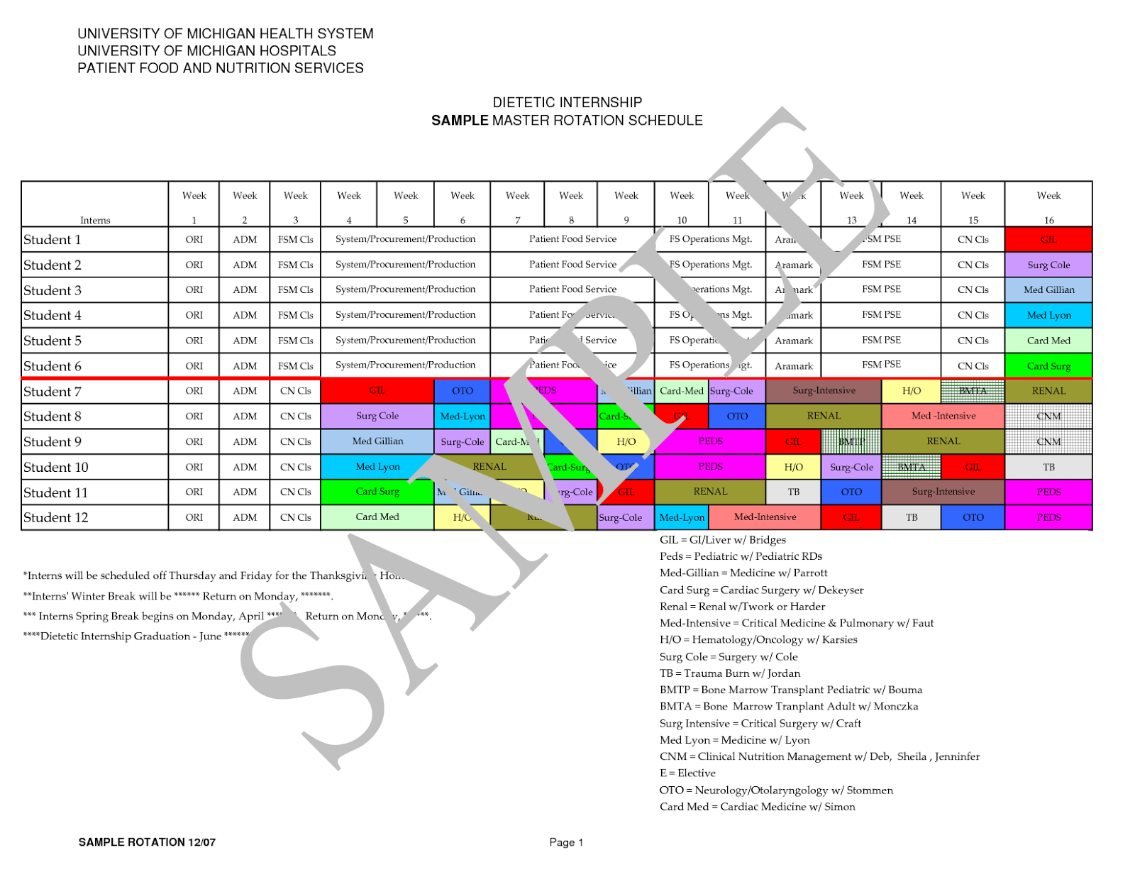 CLINICAL ROTATION PLAN ~ Nursing Path