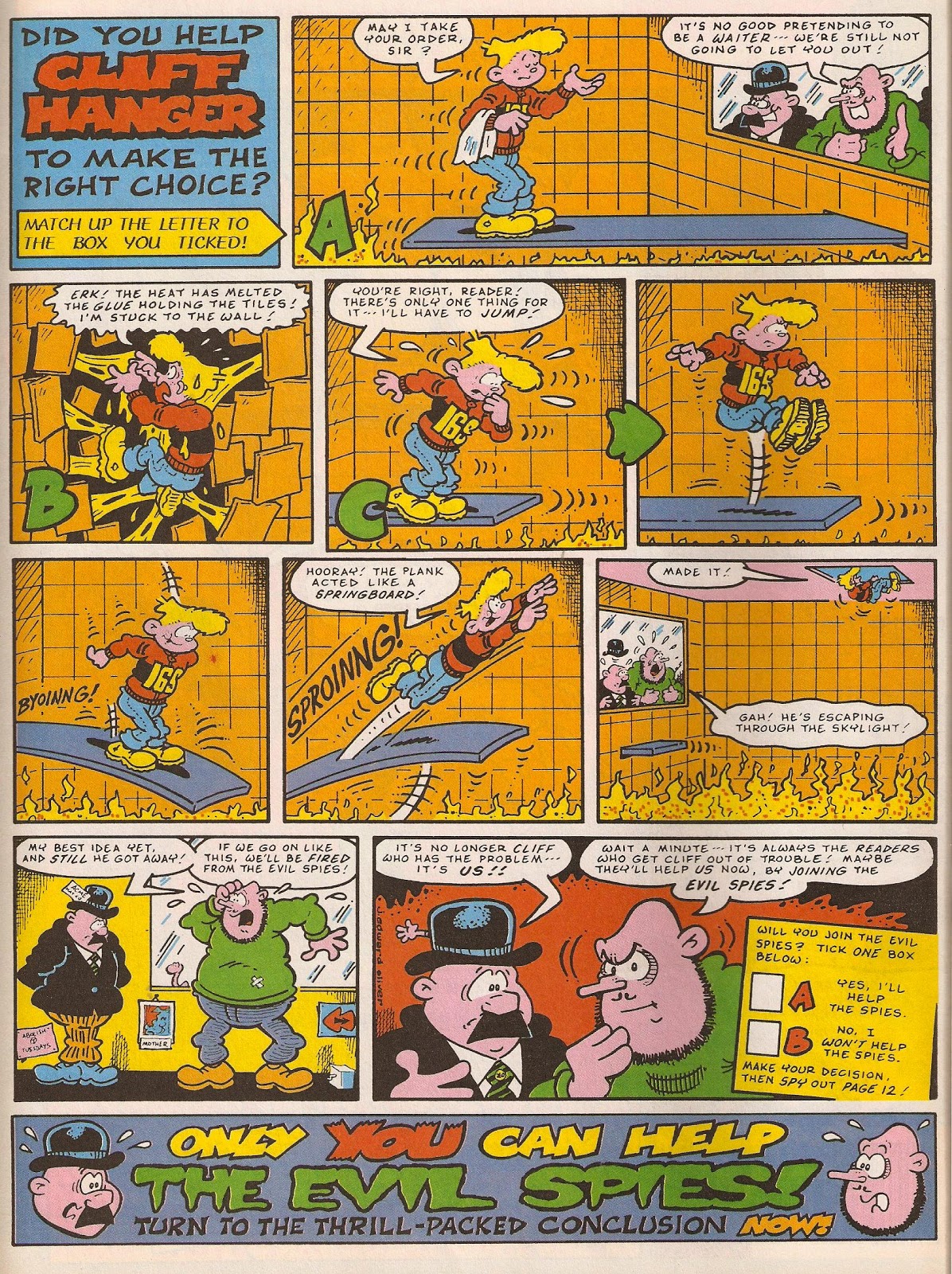 Wacky Comics!: Cliff Hanger Takes The Front Page