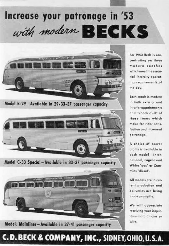 transpress nz: 1953 Beck bus advert