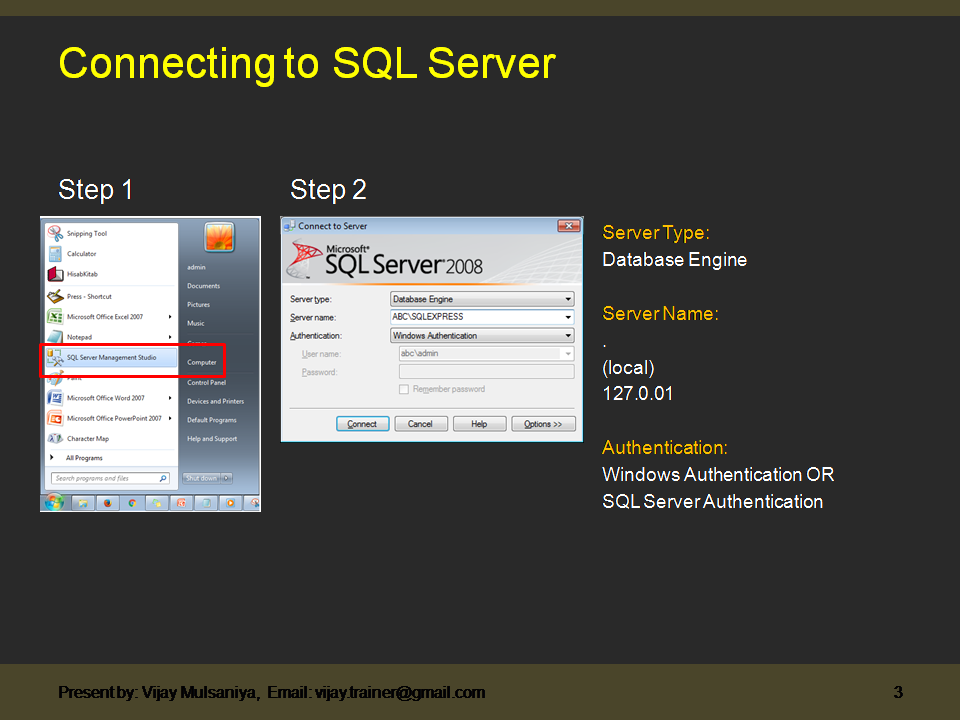 SQL Server Tutorial: SQL Server Slide Lesson 1