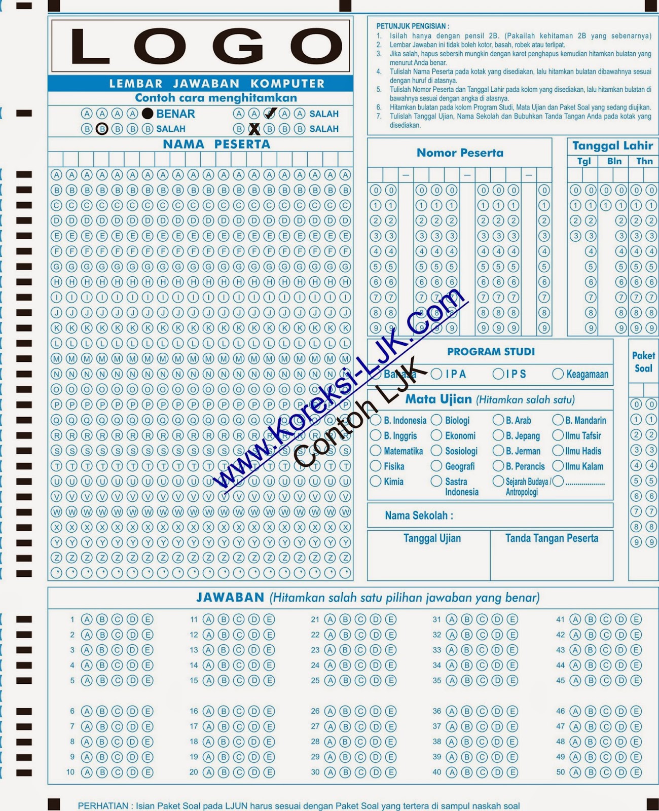 Lembar Jawaban Komputer, LJK Komputer, Cetak LJK, WA 0816 886 250.