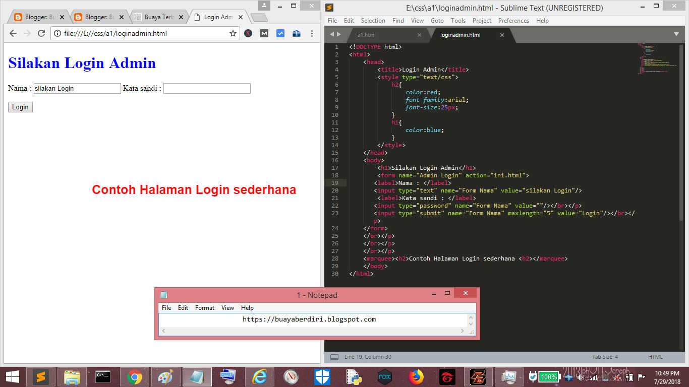 Tutorial Membuat Halaman Login sederhana dengan HTML