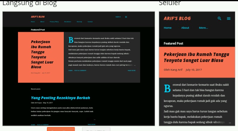 Tampilan Template Bawaan Blogger Terbaru 2017 - Arif's Blog