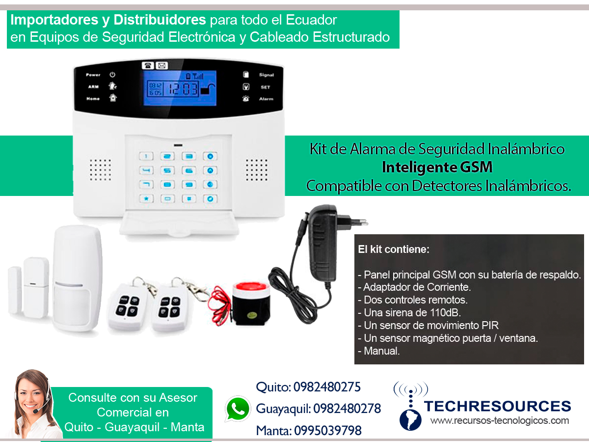 Techresources.Cia.Ltda - Kit De Alarma Inalámbrico Inteligente GSM Para Casas/locales ...