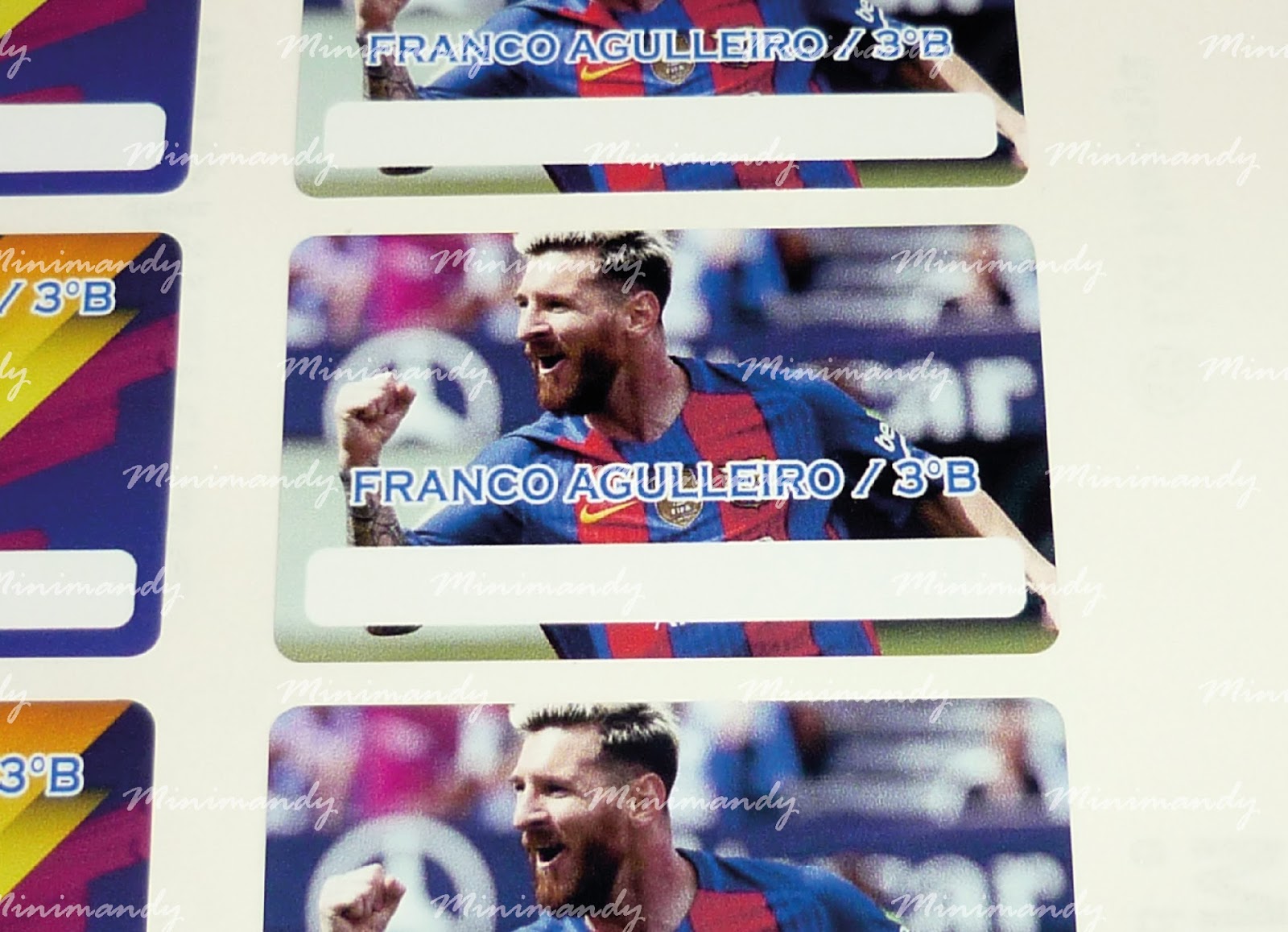 MinimandySign: Etiquetas escolares - Barcelona - Messi
