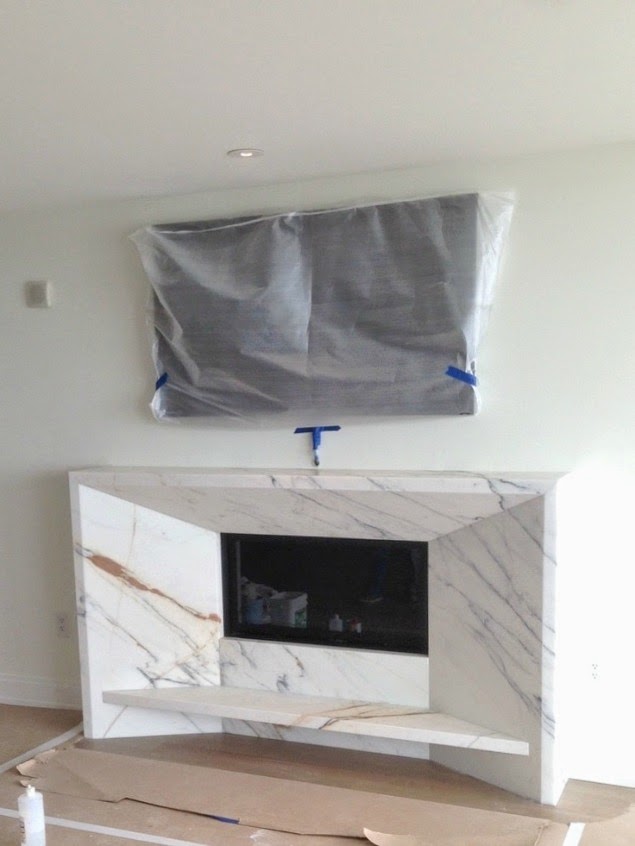 Michael Homchick Stoneworks: Calacatta Paonazzo Marble Fireplace
