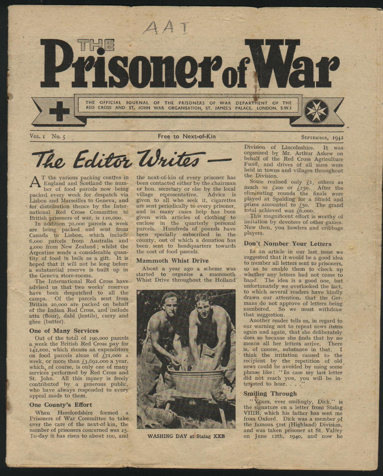 WWII Memories: Red Cross Journals - Volume 1, No. 5, September 1942