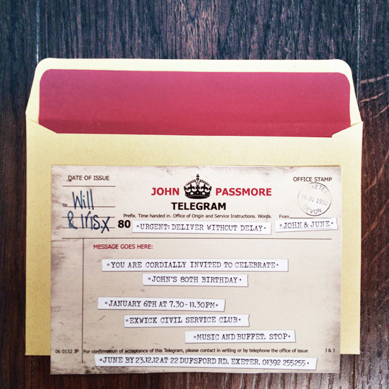 Queen Kwak: Illustration: 80th Birthday Telegram Invitation.
