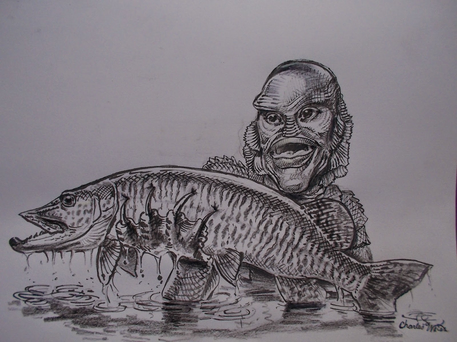 CHARLES WEISS ART: new zany drawing and crappie wood carvings
