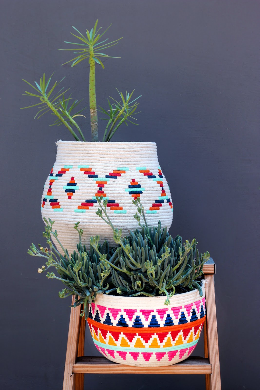 DIY Painted Rope Basket