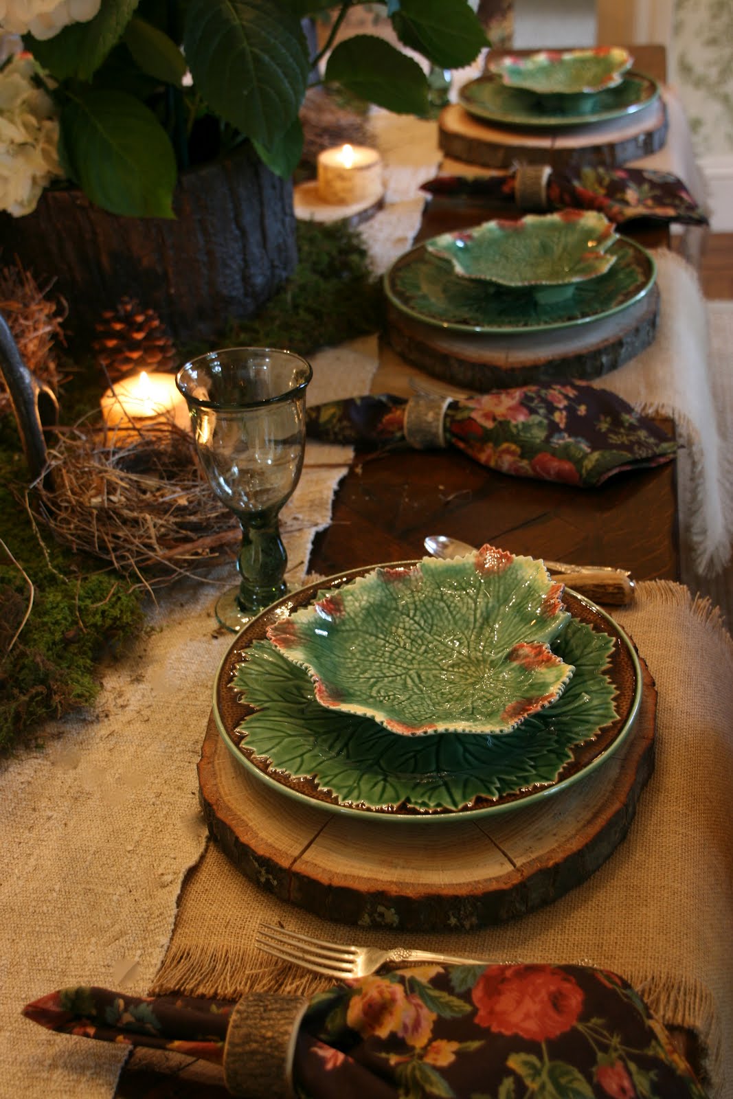 vignette design: A Woodland Style Tablescape for January