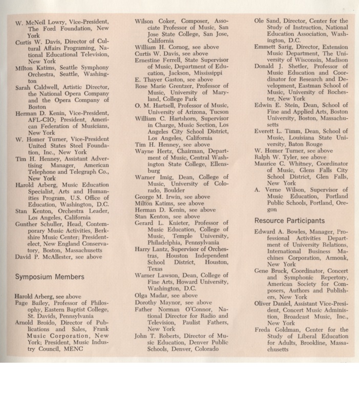 1967 Tanglewood Symposium: Participants