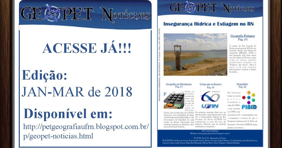 PETGEO (PET-GEOGRAFIA) UFRN: GeoPET Notícias - Edição 51 Janeiro/Março 2018