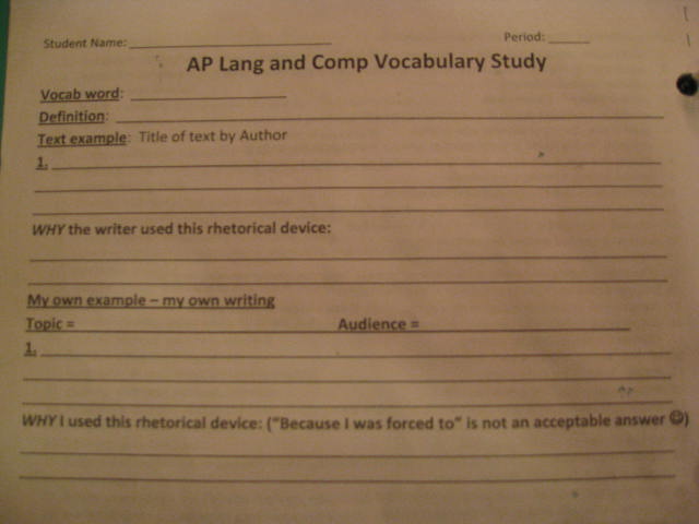 AP Lang Survival Guide: #1. Learn and Memorize Vocabulary