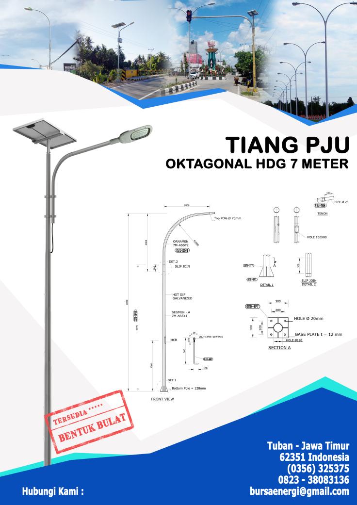 Energi Surya: Tiang PJU Oktagonal Hotdeep Galvanis 7 Meter