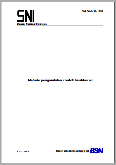 SNI : METODE PENGAMBILAN CONTOH KUALITAS AIR | kimiawan dunia