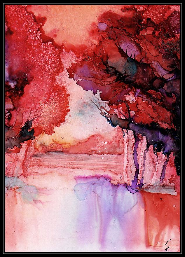 ArtByCrain: A Complicated Landscape~ alcohol ink on Yupo