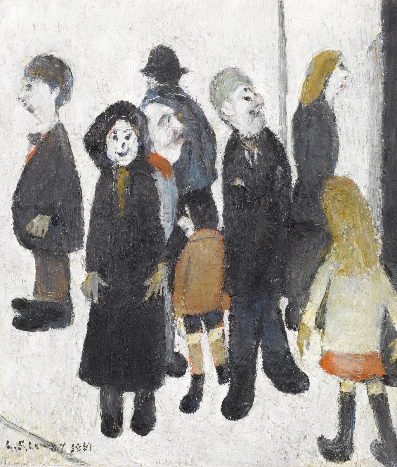 The Works of Laurence Stephen Lowry: 1961 - Group of People with the Artist