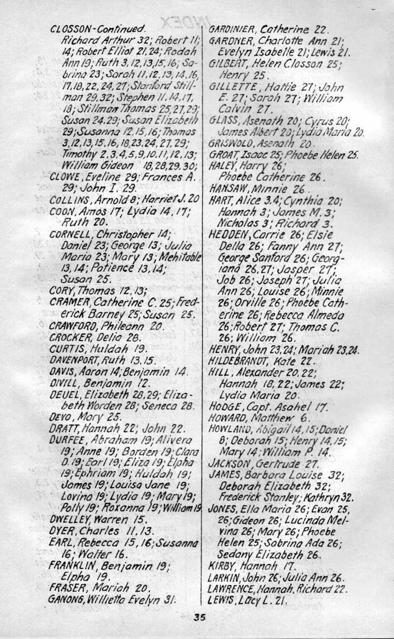 The Josiah Closson Family of New England by William G. Closson